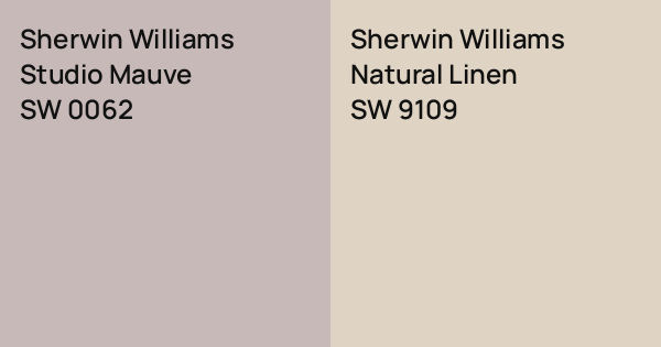Sherwin Williams Studio Mauve vs. Sherwin Williams Natural Linen comparison
