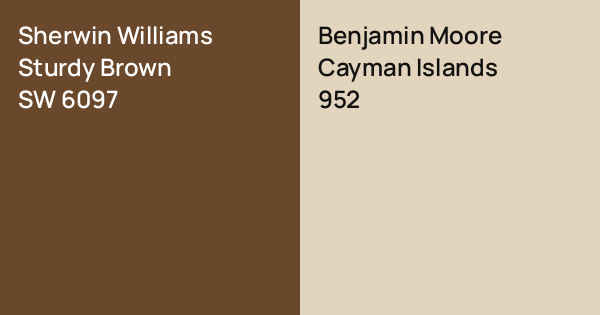 Sherwin Williams Sturdy Brown vs. Benjamin Moore Cayman Islands comparison