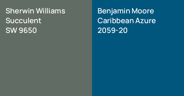 Sherwin Williams Succulent vs. Benjamin Moore Caribbean Azure comparison