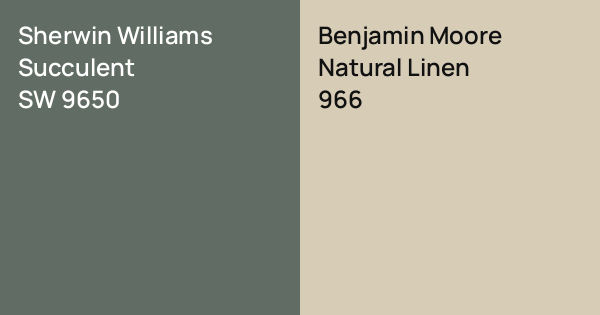 Sherwin Williams Succulent vs. Benjamin Moore Natural Linen comparison