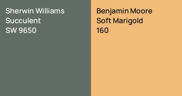 Sherwin Williams Succulent vs. Benjamin Moore Soft Marigold comparison