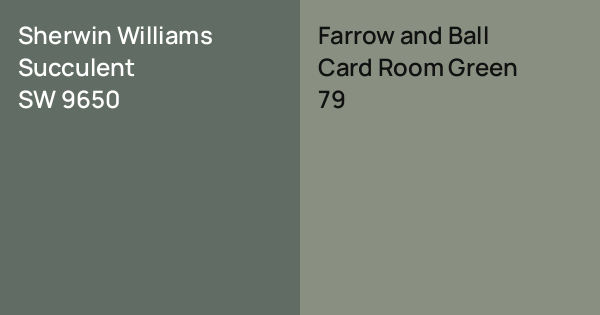 Sherwin Williams Succulent vs. Farrow and Ball Card Room Green comparison