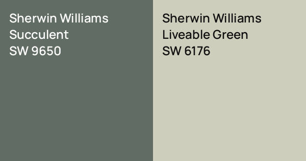 Sherwin Williams Succulent vs. Sherwin Williams Liveable Green comparison