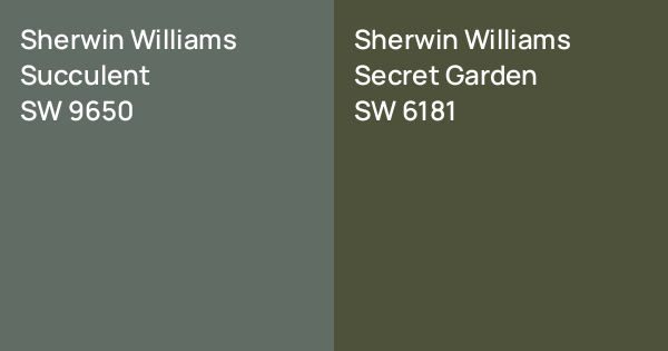 Sherwin Williams Succulent vs. Sherwin Williams Secret Garden comparison