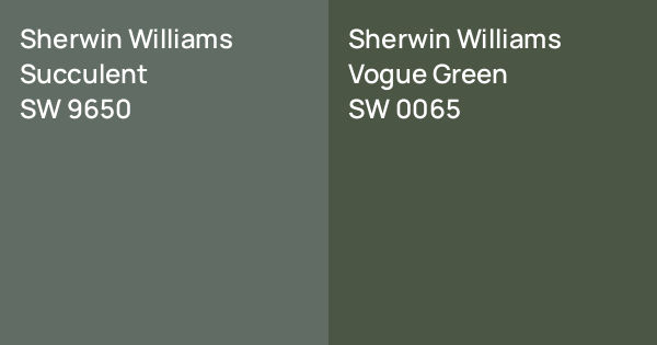 Sherwin Williams Succulent vs. Sherwin Williams Vogue Green comparison