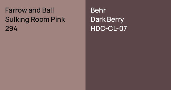 Farrow and Ball Sulking Room Pink vs. Behr Dark Berry comparison
