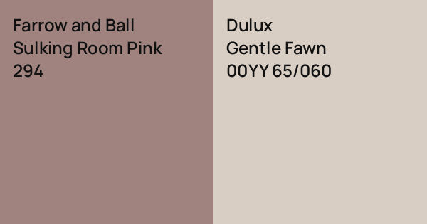 Farrow and Ball Sulking Room Pink vs. Dulux Gentle Fawn comparison
