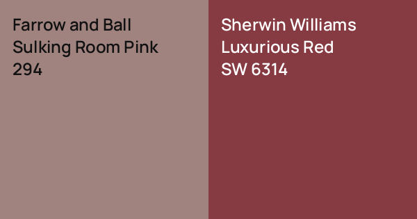 Farrow and Ball Sulking Room Pink vs. Sherwin Williams Luxurious Red ...
