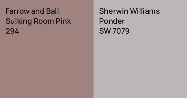 Farrow and Ball Sulking Room Pink vs. Sherwin Williams Ponder comparison