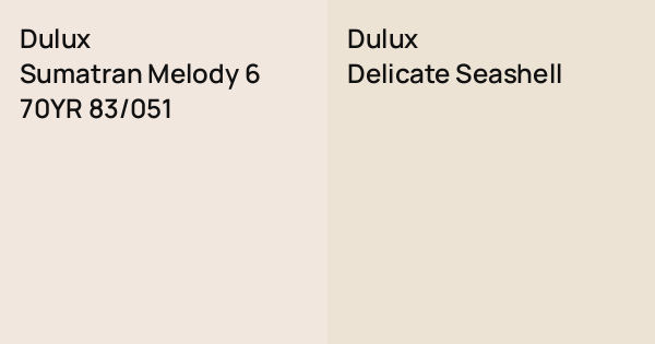 Dulux Sumatran Melody 6 vs. Dulux Delicate Seashell comparison
