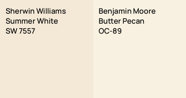 Sherwin Williams Summer White vs. Benjamin Moore Butter Pecan comparison