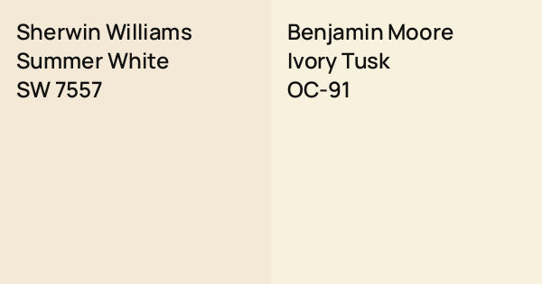 Sherwin Williams Summer White vs. Benjamin Moore Ivory Tusk comparison