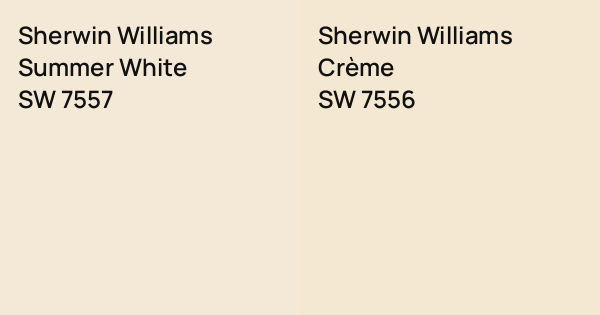 Sherwin Williams Summer White vs. Sherwin Williams Crème comparison