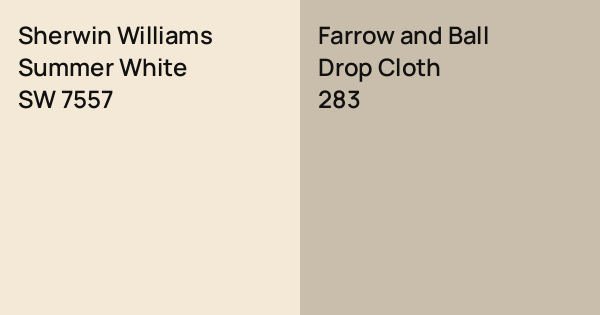 Sherwin Williams Summer White vs. Farrow and Ball Drop Cloth comparison