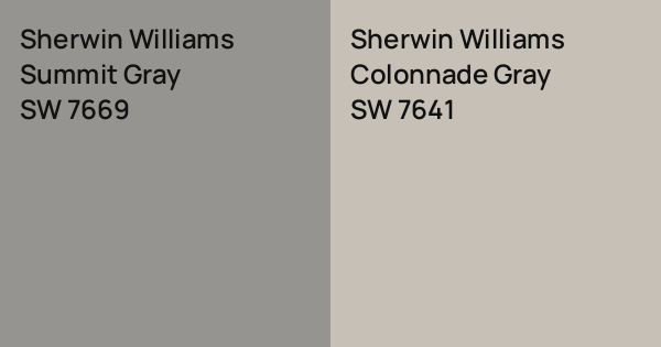 Sherwin Williams Summit Gray vs. Sherwin Williams Colonnade Gray comparison