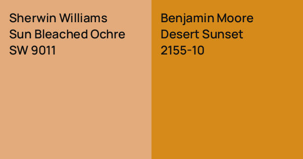 Sherwin Williams Sun Bleached Ochre vs. Benjamin Moore Desert Sunset ...