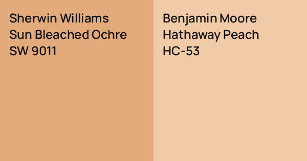Sherwin Williams Sun Bleached Ochre vs. Benjamin Moore Hathaway Peach ...