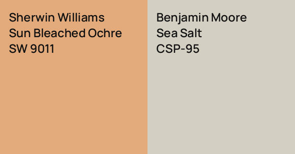 Sherwin Williams Sun Bleached Ochre vs. Benjamin Moore Sea Salt comparison