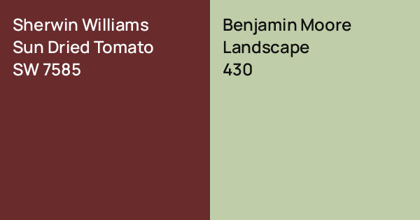 Sherwin Williams Sun Dried Tomato vs. Benjamin Moore Landscape comparison