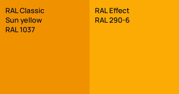RAL Classic Sun yellow vs. RAL Effect RAL 290-6 comparison