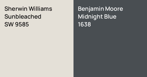 Sherwin Williams Sunbleached vs. Benjamin Moore Midnight Blue comparison