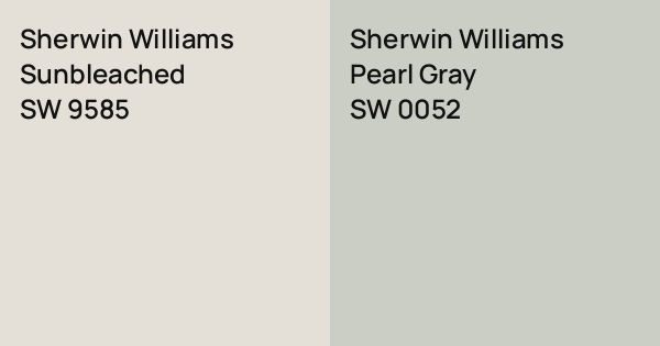 Sherwin Williams Sunbleached vs. Sherwin Williams Pearl Gray comparison