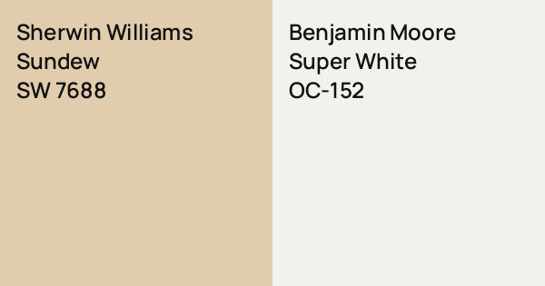 Sherwin Williams Sundew vs. Benjamin Moore Super White comparison