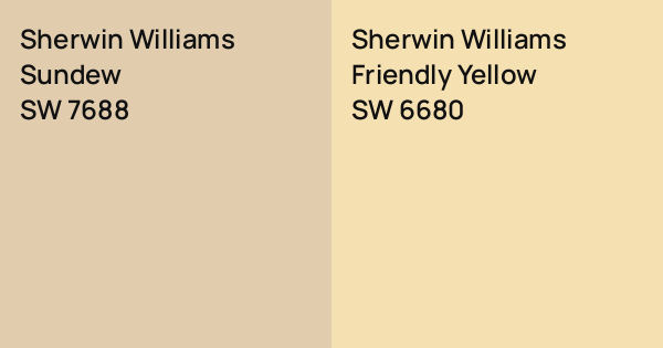 Sherwin Williams Sundew vs. Sherwin Williams Friendly Yellow comparison