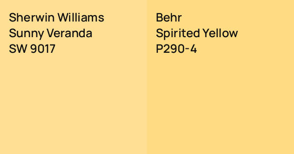 Sherwin Williams Sunny Veranda vs. Behr Spirited Yellow comparison