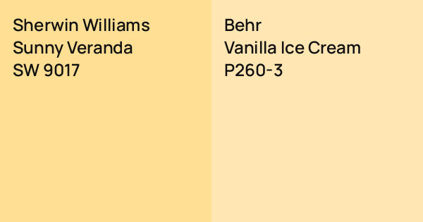 Sherwin Williams Sunny Veranda vs. Behr Vanilla Ice Cream comparison