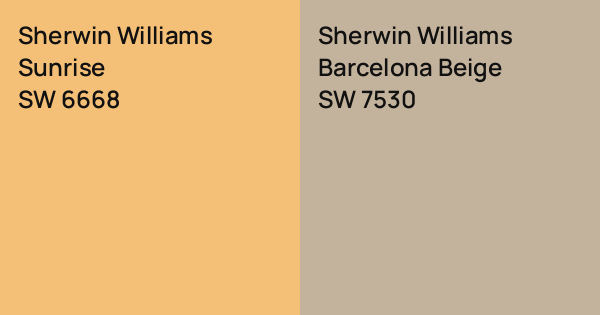 Sherwin Williams Sunrise vs. Sherwin Williams Barcelona Beige comparison