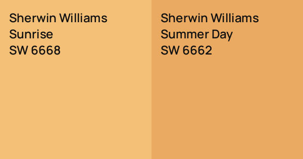 Sherwin Williams Sunrise vs. Sherwin Williams Summer Day comparison