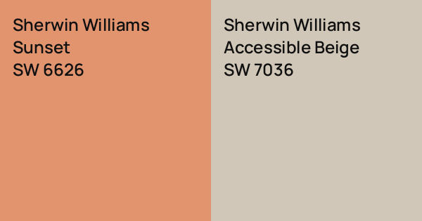Sherwin Williams Sunset vs. Sherwin Williams Accessible Beige comparison