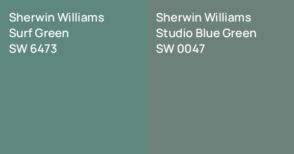 Sherwin Williams Surf Green vs. Sherwin Williams Studio Blue Green ...