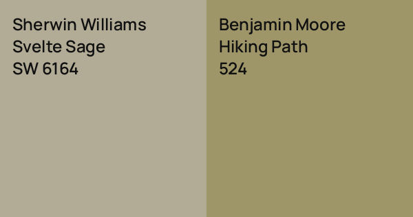 Sherwin Williams Svelte Sage vs. Benjamin Moore Hiking Path comparison