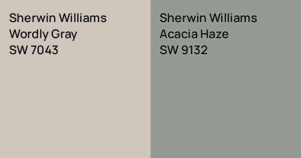 Sherwin Williams Worldly Gray vs. Sherwin Williams Acacia Haze comparison