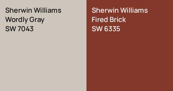 Sherwin Williams Worldly Gray vs. Sherwin Williams Fired Brick comparison