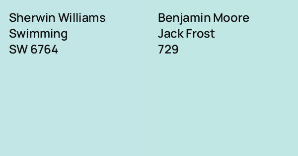 Sherwin Williams Swimming vs. Benjamin Moore Jack Frost comparison