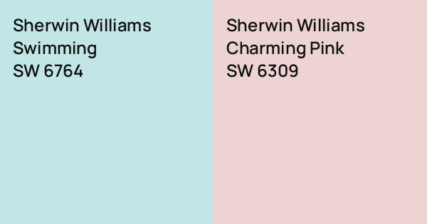 Sherwin Williams Swimming vs. Sherwin Williams Charming Pink comparison