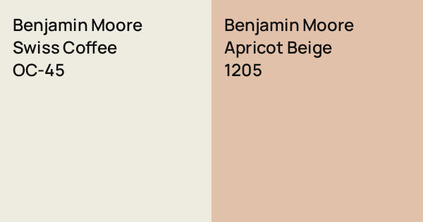Benjamin Moore Swiss Coffee vs. Benjamin Moore Apricot Beige comparison