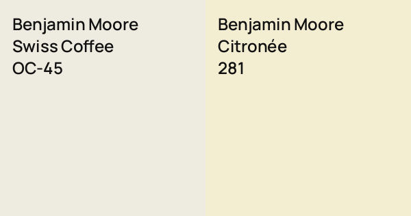 Benjamin Moore Swiss Coffee vs. Benjamin Moore Citronée comparison