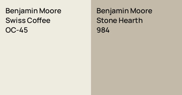 Benjamin Moore Swiss Coffee vs. Benjamin Moore Stone Hearth comparison