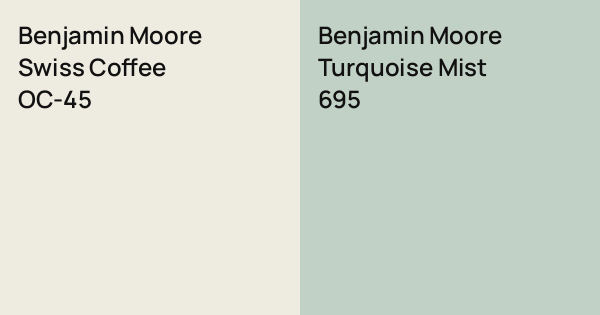 Benjamin Moore Swiss Coffee vs. Benjamin Moore Turquoise Mist comparison