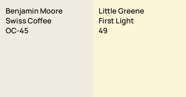 Benjamin Moore Swiss Coffee vs. Little Greene First Light comparison