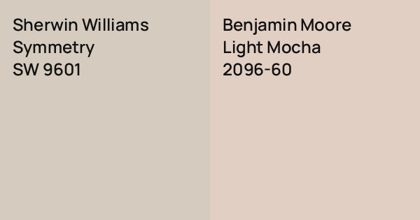 Sherwin Williams Symmetry vs. Benjamin Moore Light Mocha comparison