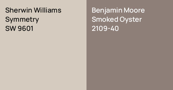 Sherwin Williams Symmetry vs. Benjamin Moore Smoked Oyster comparison