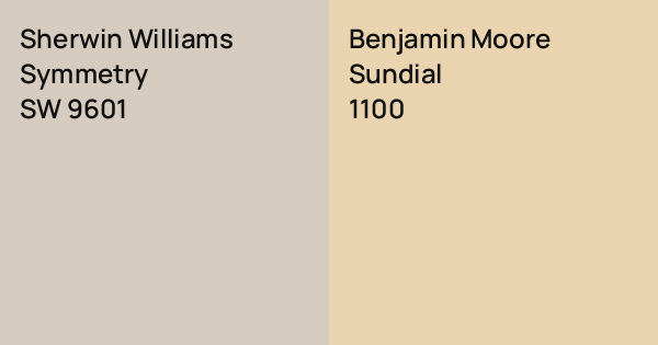 Sherwin Williams Symmetry vs. Benjamin Moore Sundial comparison
