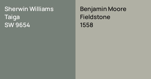 Sherwin Williams Taiga vs. Benjamin Moore Fieldstone comparison