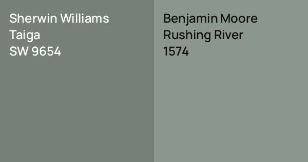 Sherwin Williams Taiga vs. Benjamin Moore Rushing River comparison