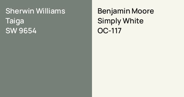 Sherwin Williams Taiga vs. Benjamin Moore Simply White comparison
